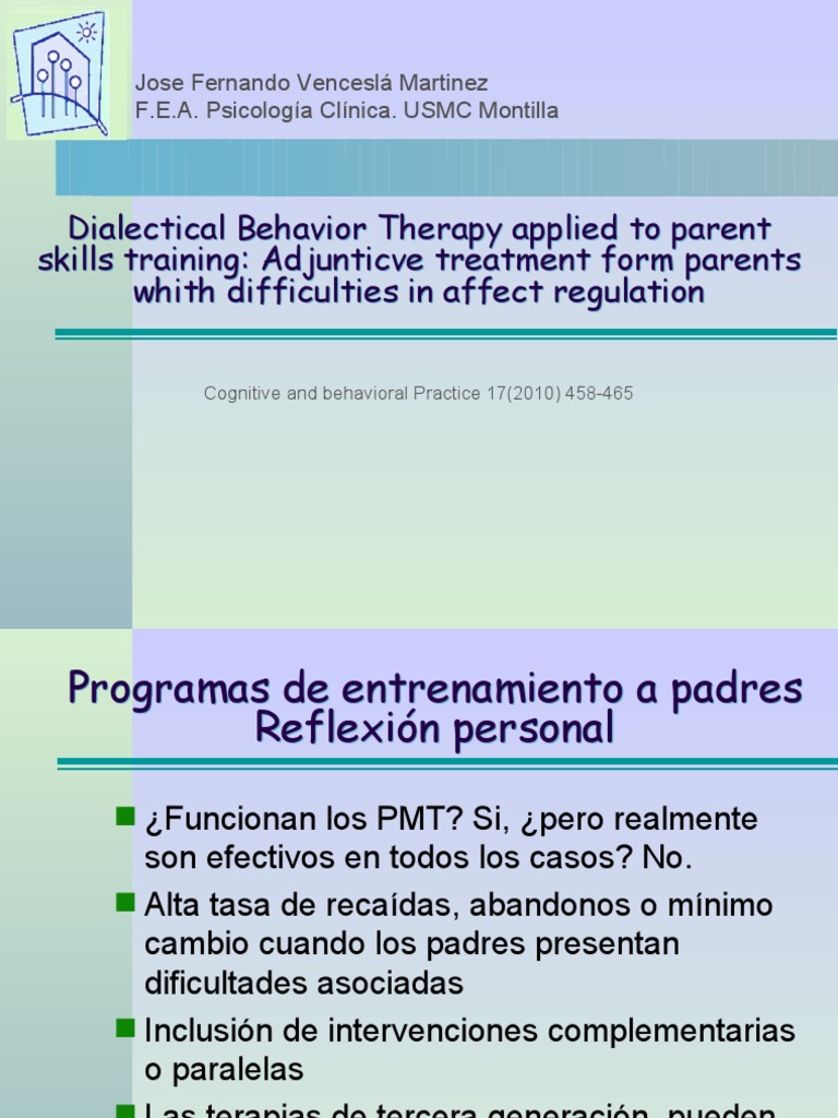 DBT en Entrenamiento Parental PMT | PDF | Las emociones | Comportamiento