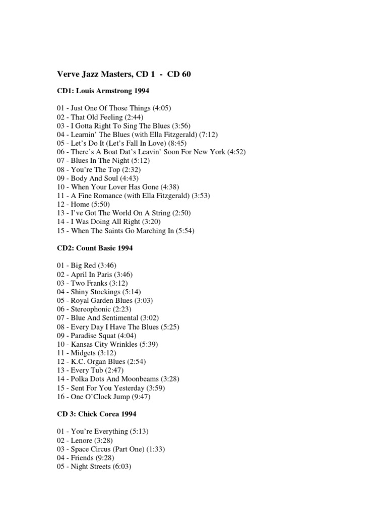 Verve Jazz Masters Collection Overview | PDF | Jazz | African American ...