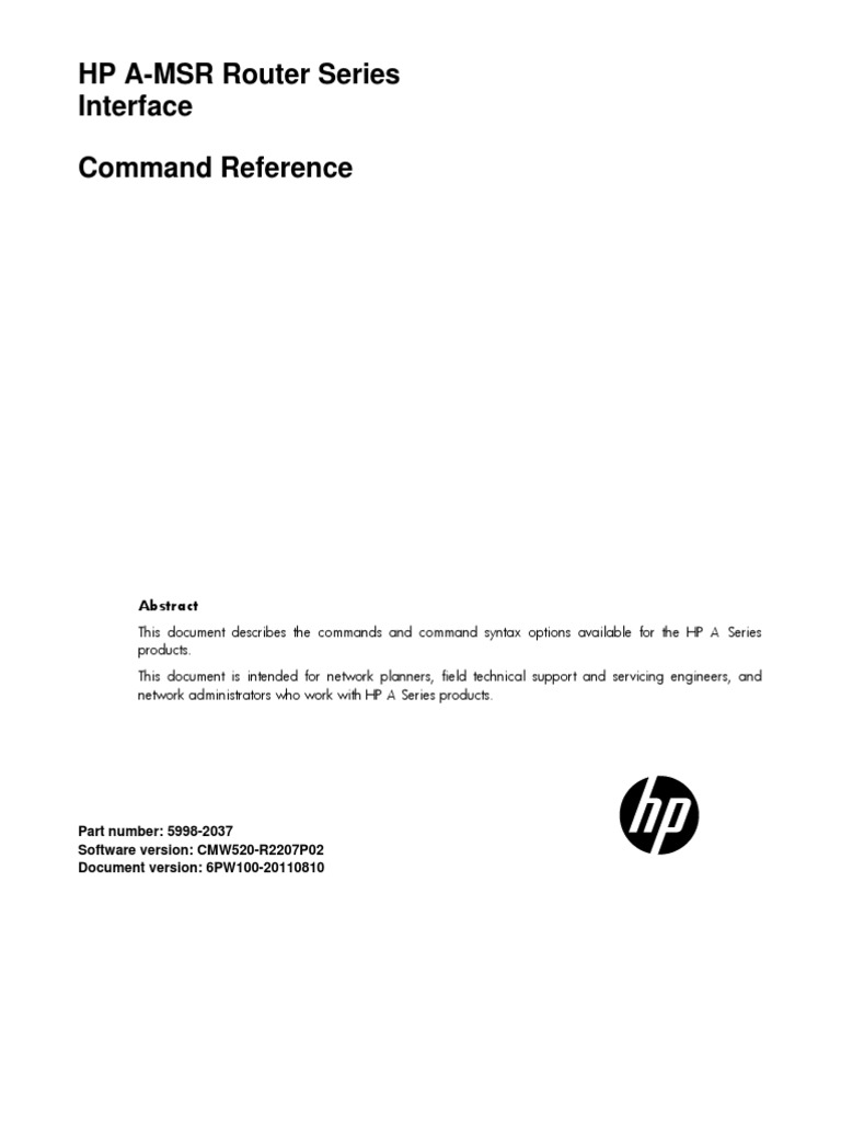HP a-MSR Router Series High Interface Command Reference | PDF | Digital ...