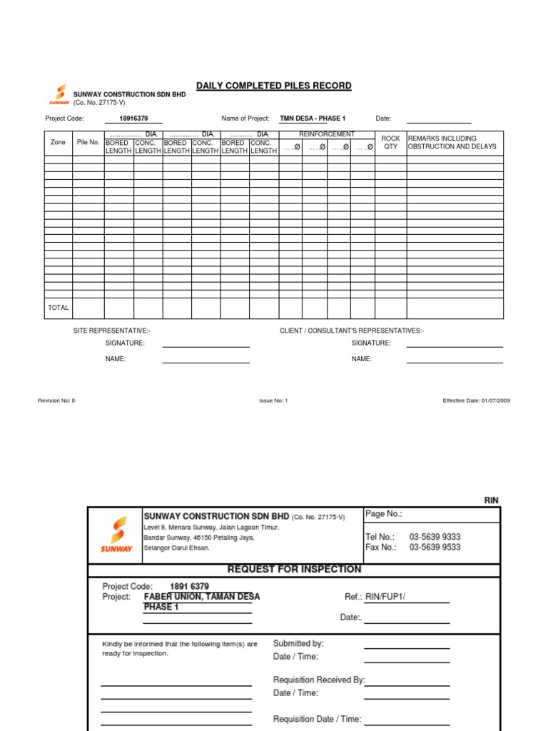 Borepile Form | PDF | Deep Foundation | Civil Engineering
