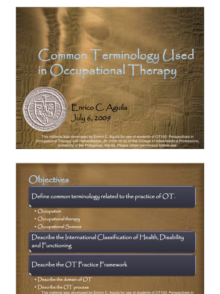 OT Terminology | PDF | Occupational Therapy | Physical Therapy