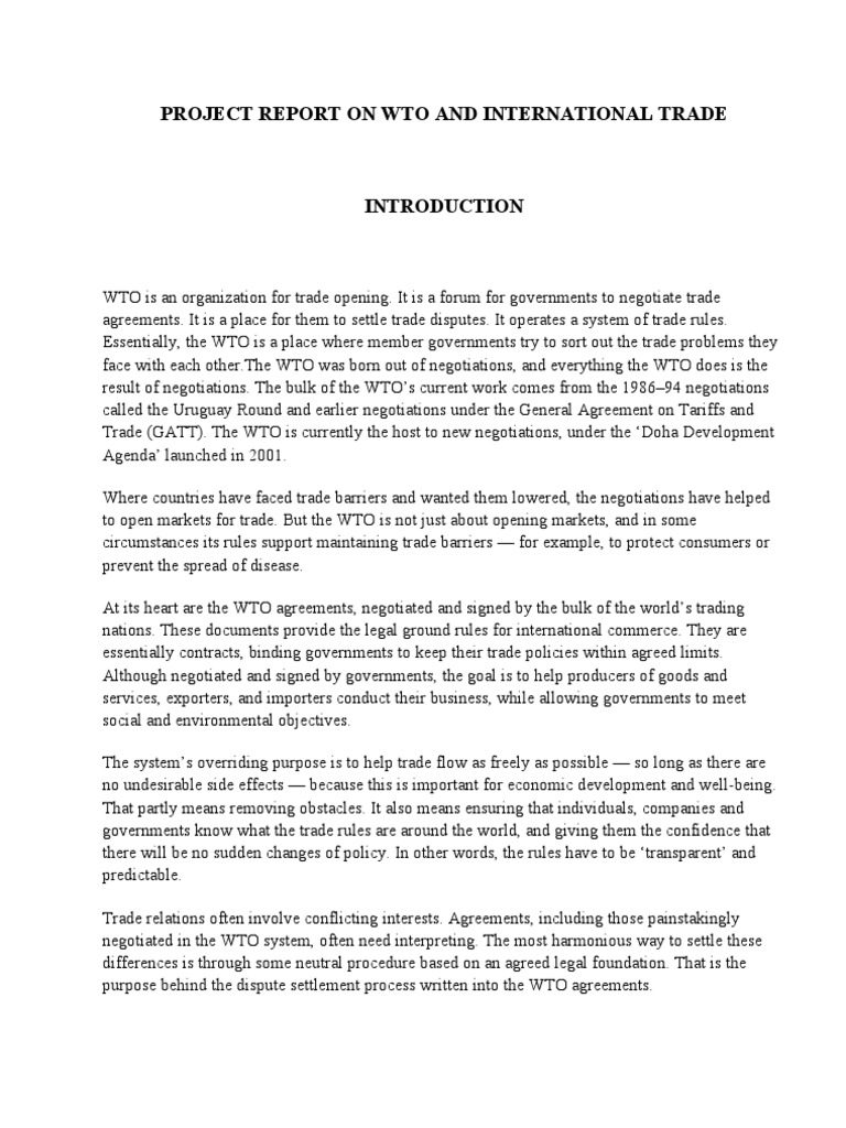 Project On WTO | PDF | Uruguay Round | World Trade Organization