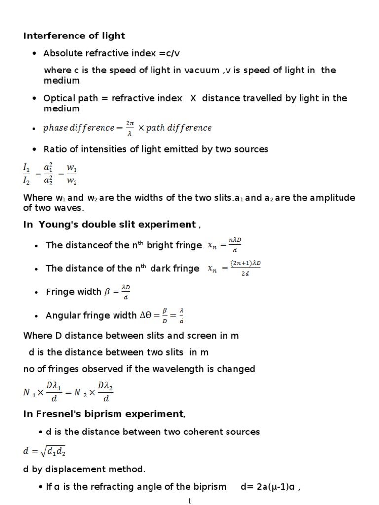Interference of Light | PDF | Lens (Optics) | Diffraction
