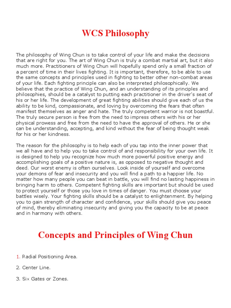 Wing Chun Philosophy Wing Tsun Ving Tjun Chung Moves | PDF | Wing Chun ...