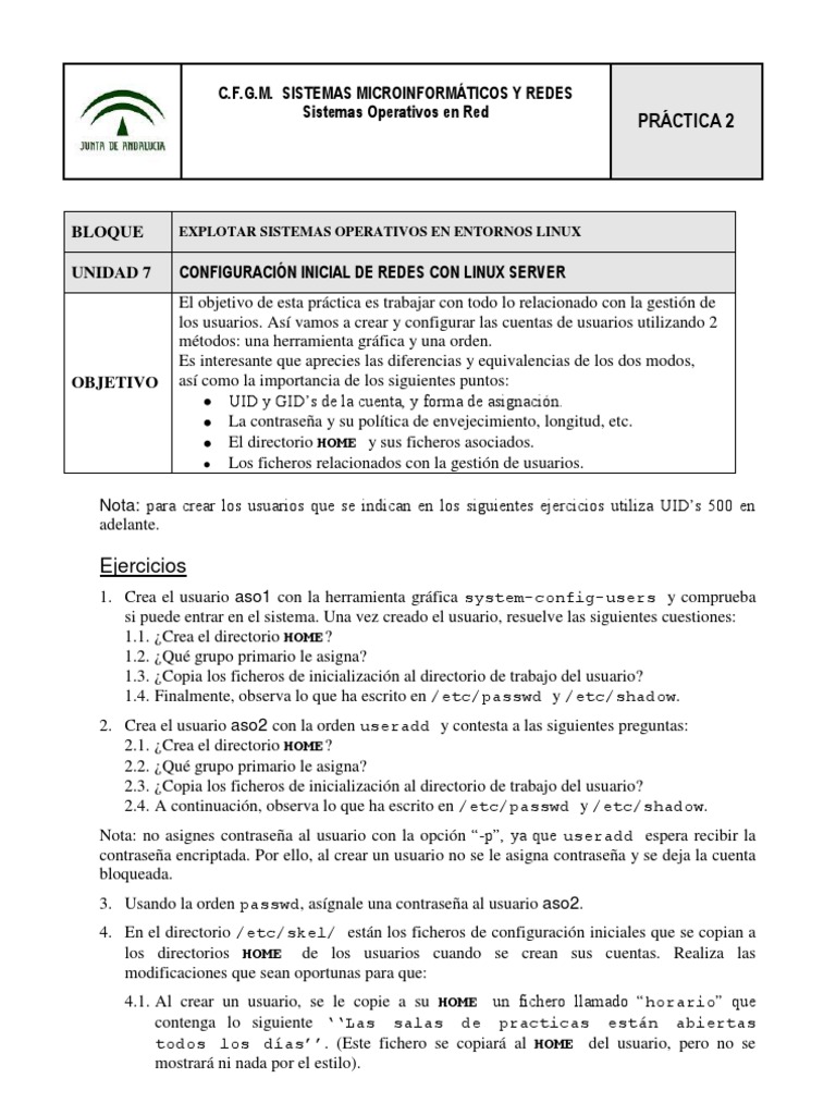 Practica 3 Gestion Usuarios y Grupos | PDF | Interfaz de línea de comando | Archivo de computadora