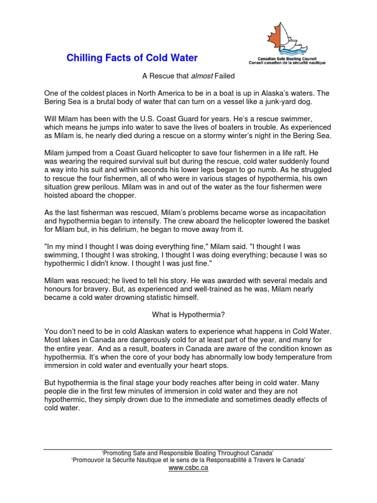 Chilling Facts of Cold Water | PDF | Hypothermia | Sports