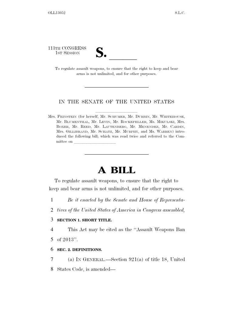 A Bill: 113 Congress 1 S | Download Free PDF | Magazine (Firearms ...