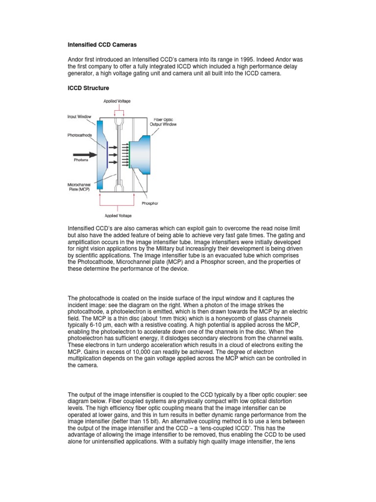 Intensified CCD Cameras | PDF | Charge Coupled Device | Optics