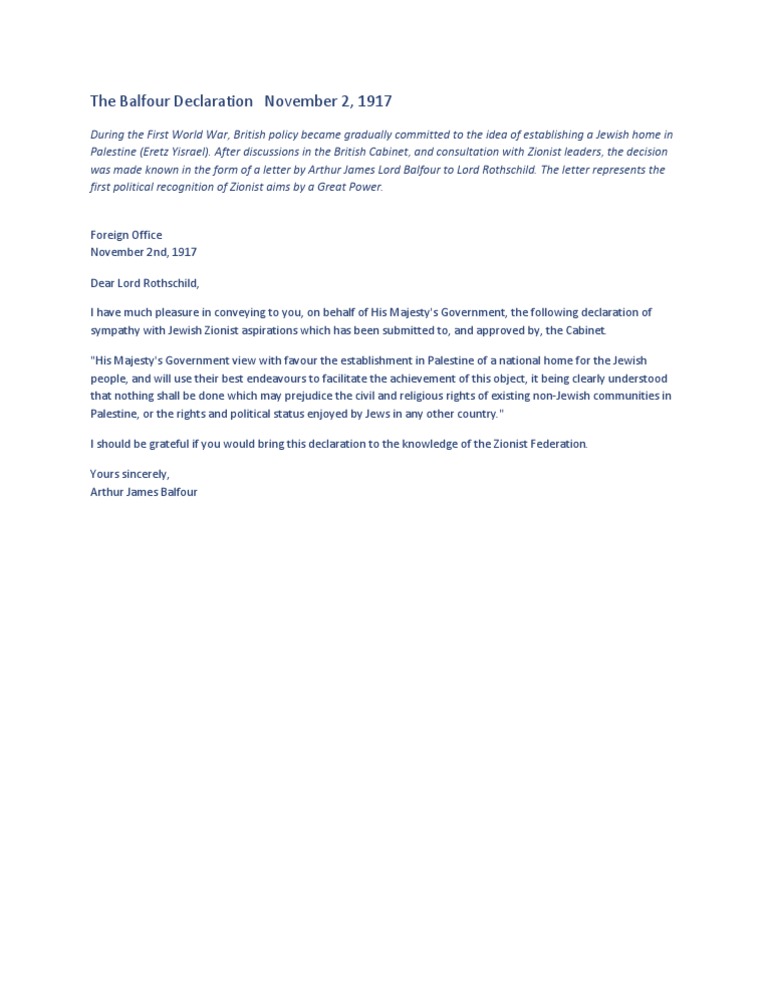 Balfour Declaration | PDF