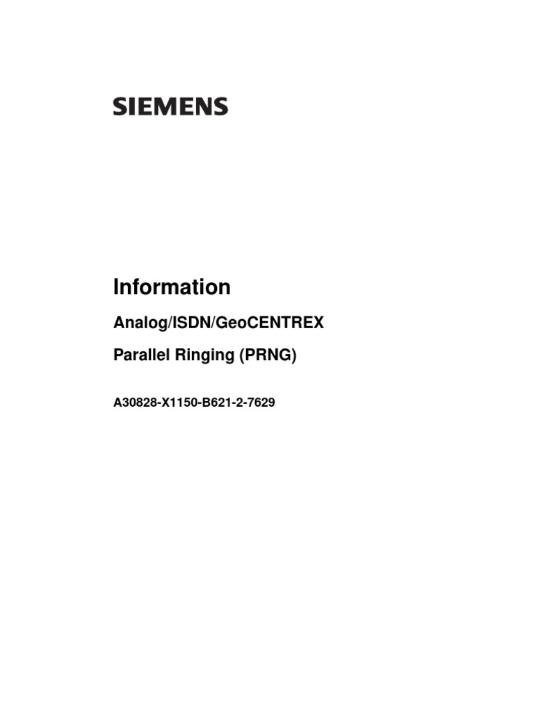 Information: Analog/Isdn/Geocentrex Parallel Ringing (PRNG) | PDF ...