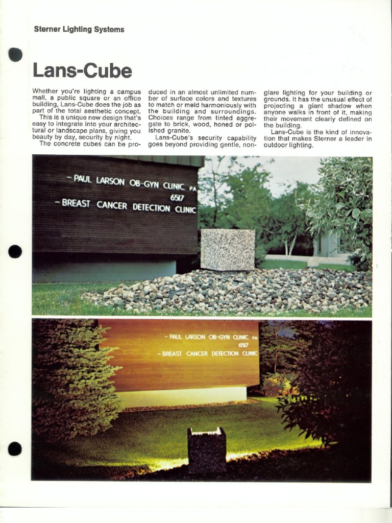Sterner Lighting Lans-Cube Brochure 1978 | PDF