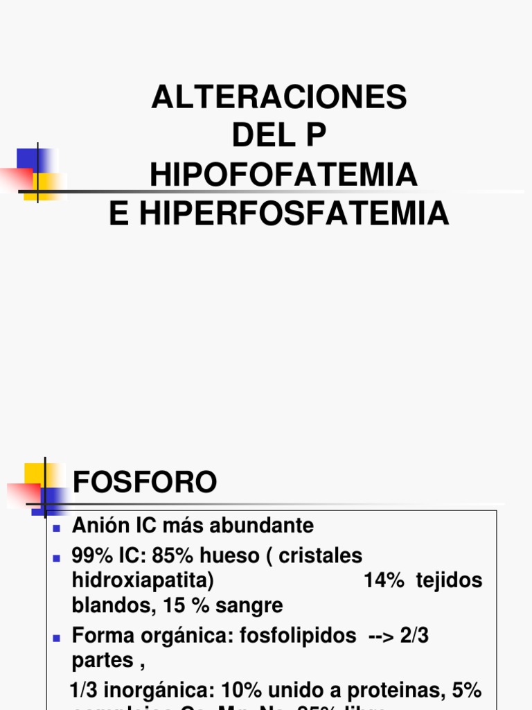 Hipofosfatemia Hiperfosfatemia | PDF | Sangre | Calcio
