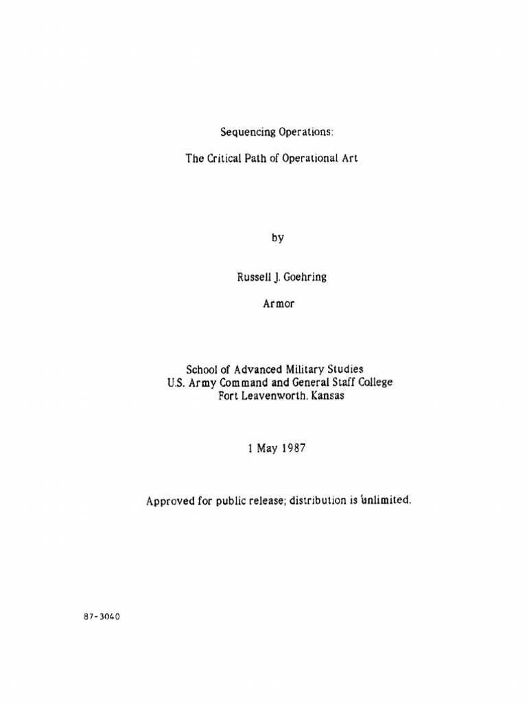 Sequencing Operations and Operational Art | PDF | Battle Of Stalingrad ...