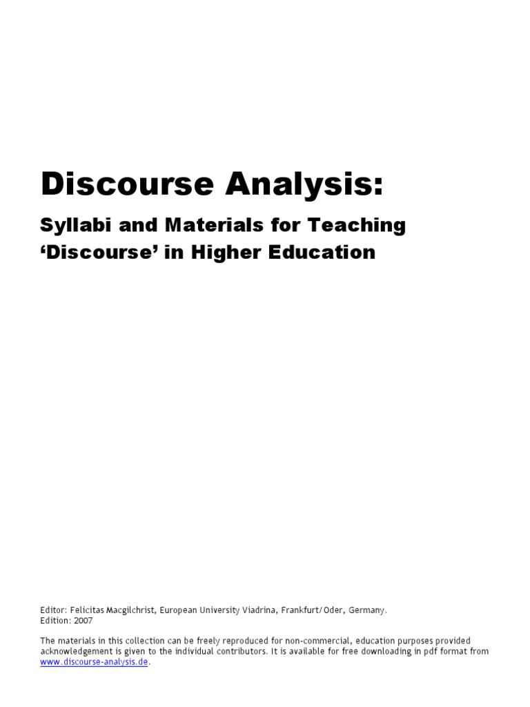 Discourse Analysis Teaching Materials | PDF | Analysis | English As A ...