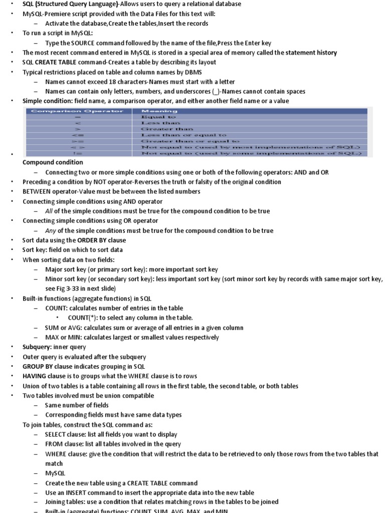 An Overview of Structured Query Language (SQL) Concepts and Database ... An Overview of Structured Query Language (SQL) Concepts and Database ...