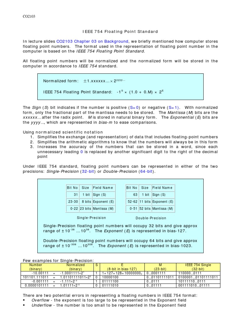 IEEE 754 Floating Point Standard | PDF | Numbers | Theory Of Computation