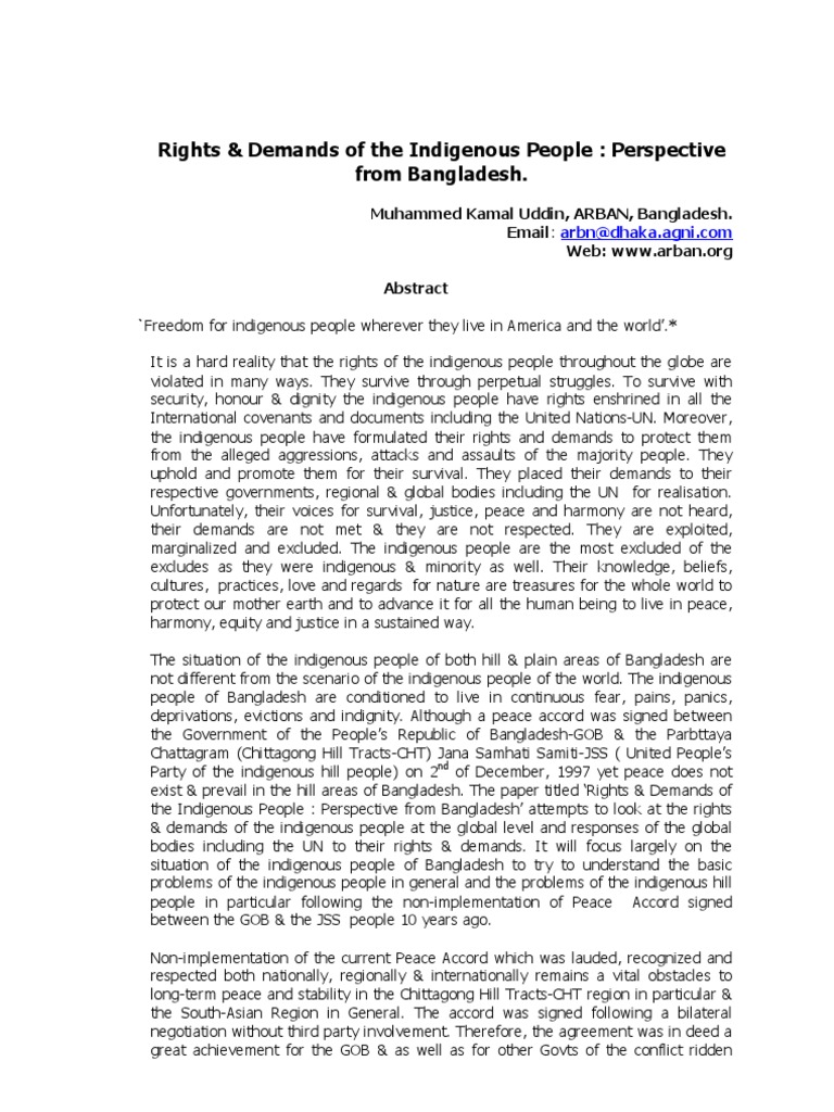 Rights & Demands of The Indigenous People: Perspective From Bangladesh ...