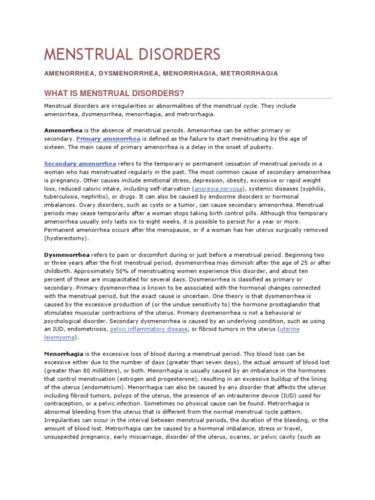 Menstrual Disorders | PDF | Menstrual Cycle | Menstruation