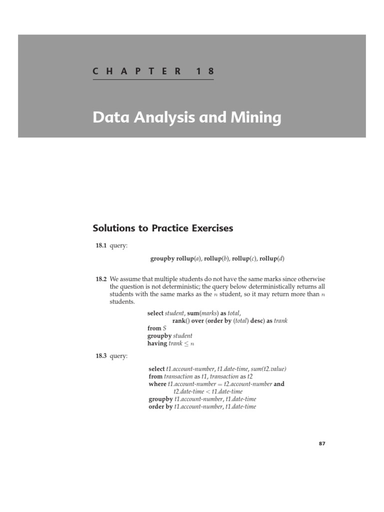 Data Analysis and Mining: Solutions To Practice Exercises | PDF | Data ...