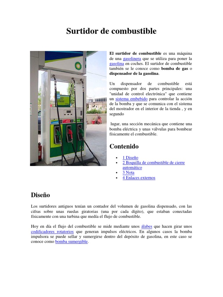 Partes y funciones de surtidores de gasolina | PDF | Máquinas ...