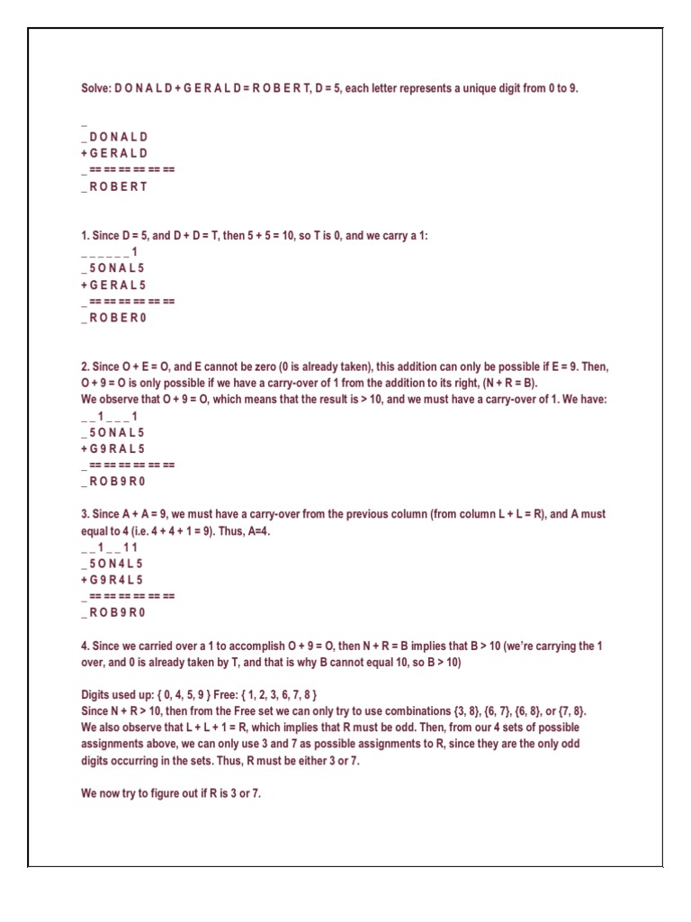 CRYPTARITHMETIC | PDF