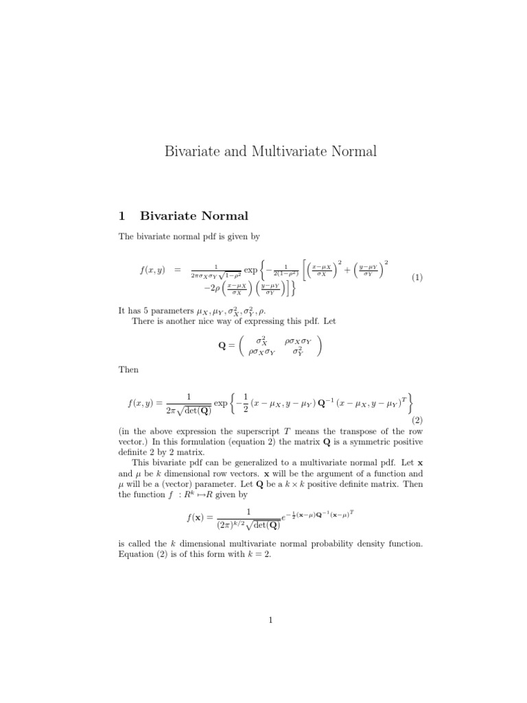 Bivariate and Multivariate Normal | PDF