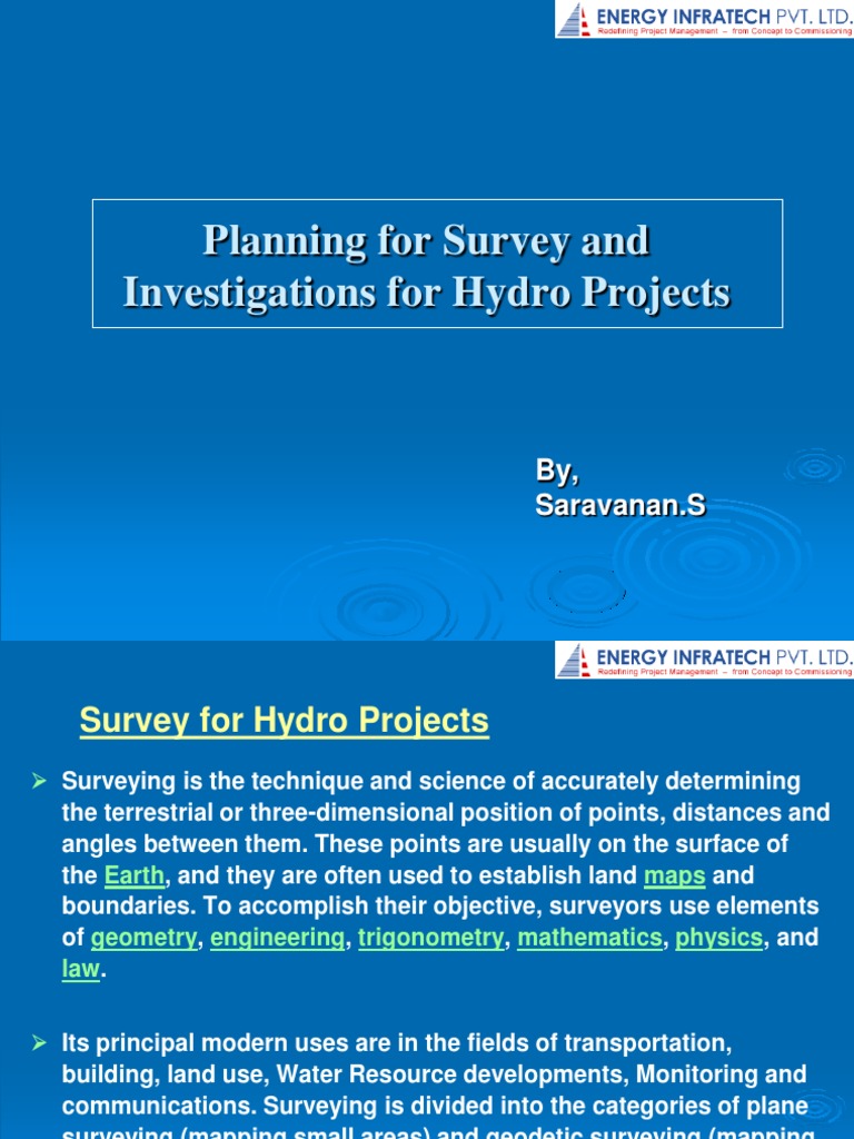 Survey and Investigations For Hydro Power Projects | PDF | Surveying | Dam