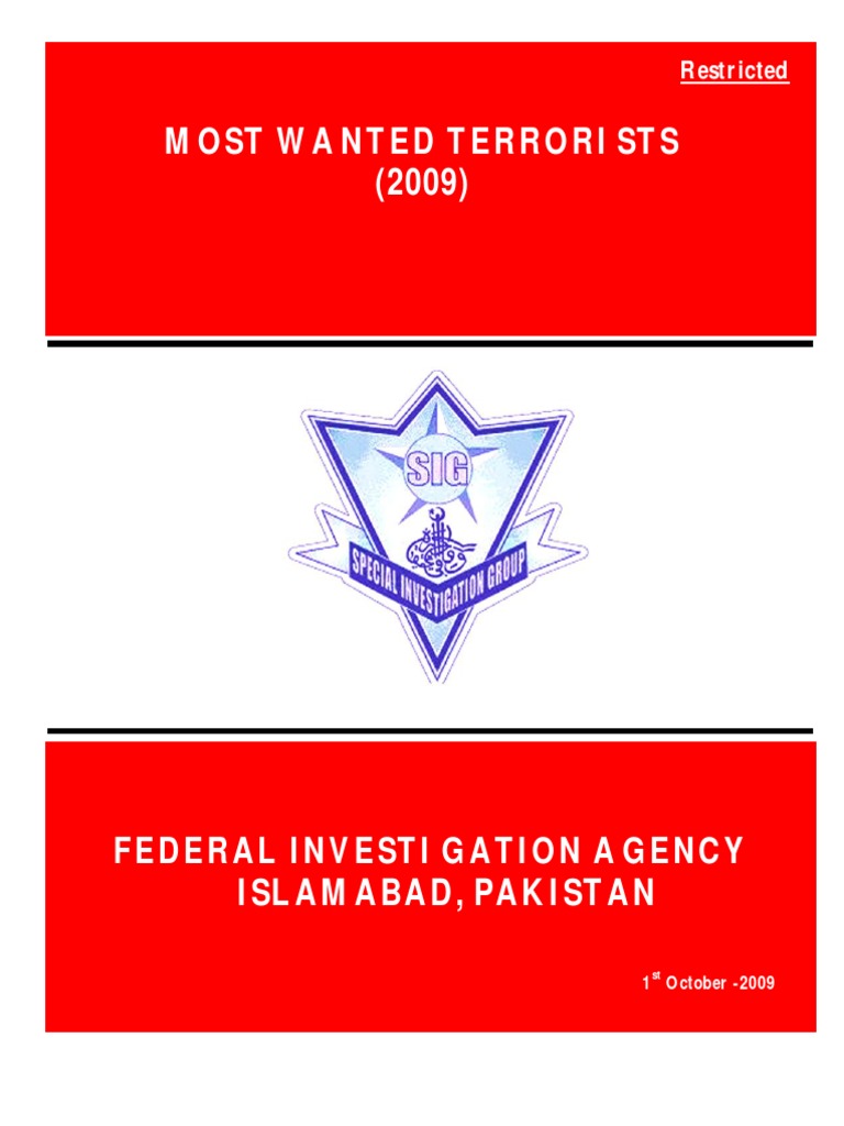 MOST WANTED TERRORISTS List of FIA Pakistan 2009 | PDF | Benazir Bhutto ...