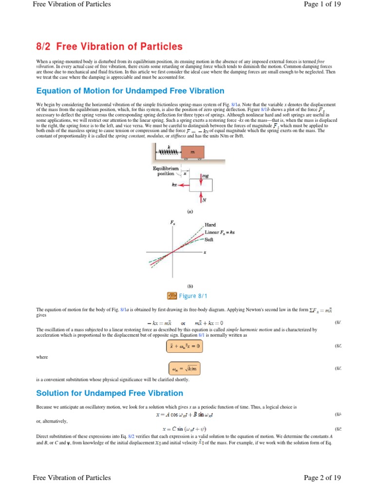 Free Vibration of Particles | PDF | Force | Physical Sciences