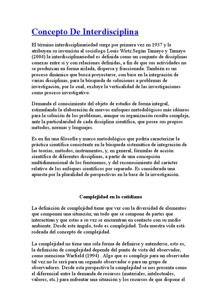 Concepto de Interdisciplina | Interdisciplinariedad | Ciencia