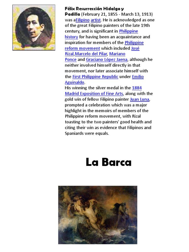 Filipino Artist Philippine History Philippine Reform Movement José ...