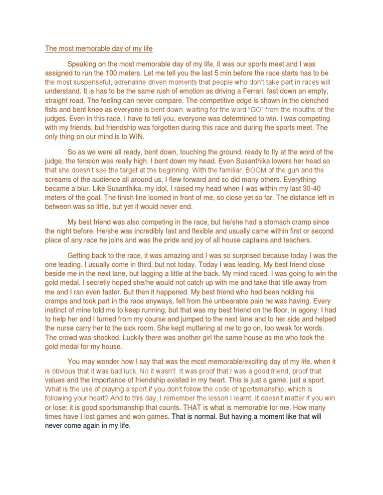 The Most Memorable Day of My Life. | PDF