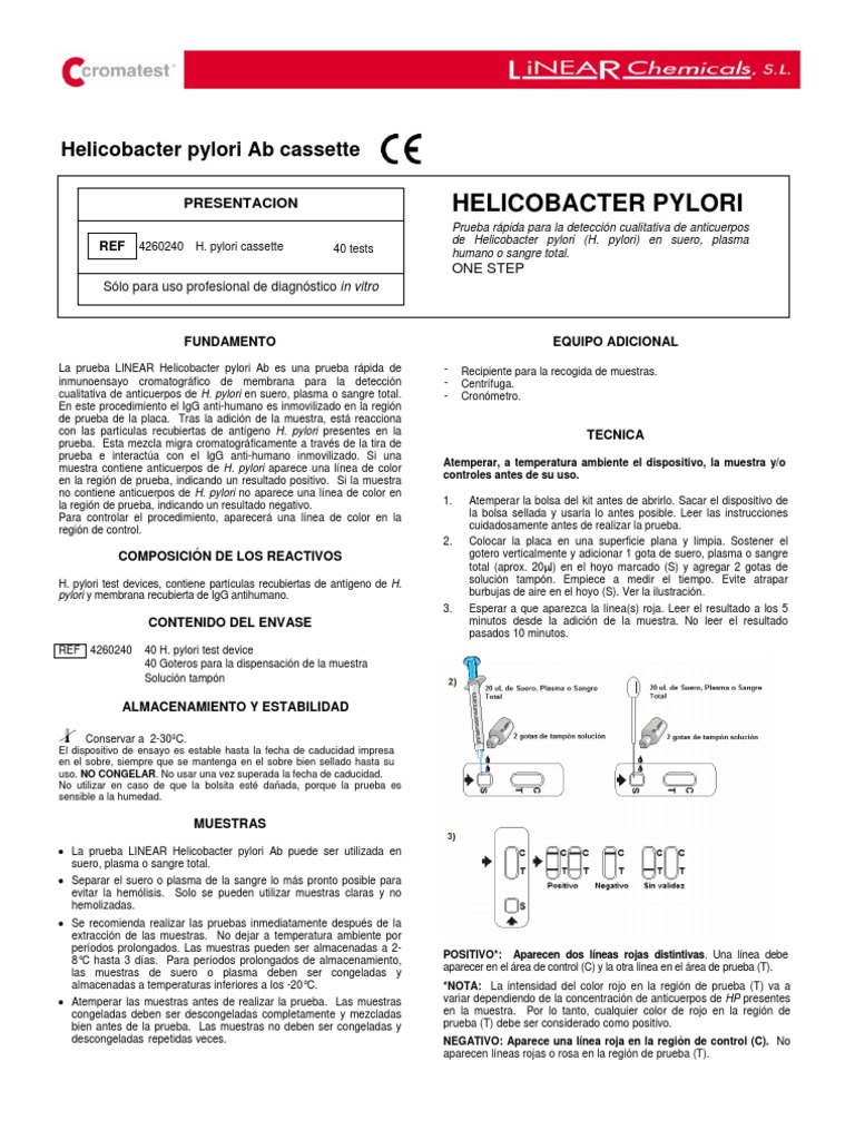 H. Pylori Ab Cassette 40t Cas | PDF | Diagnostico medico ...