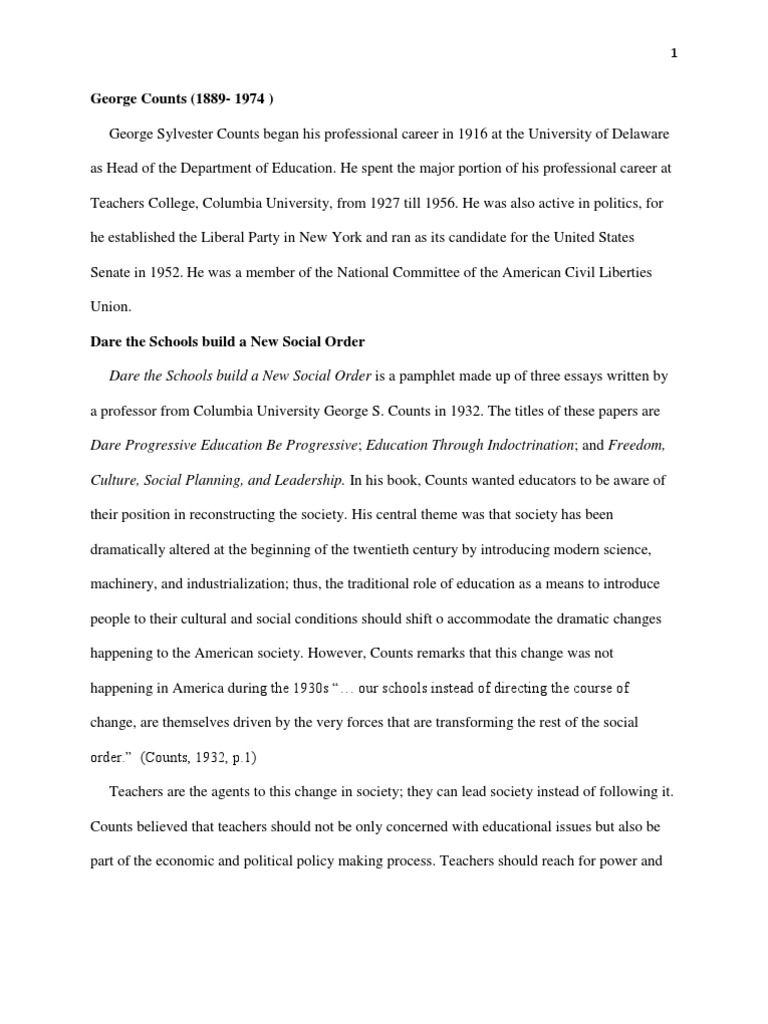 george counts | Sociological Theories | Politics