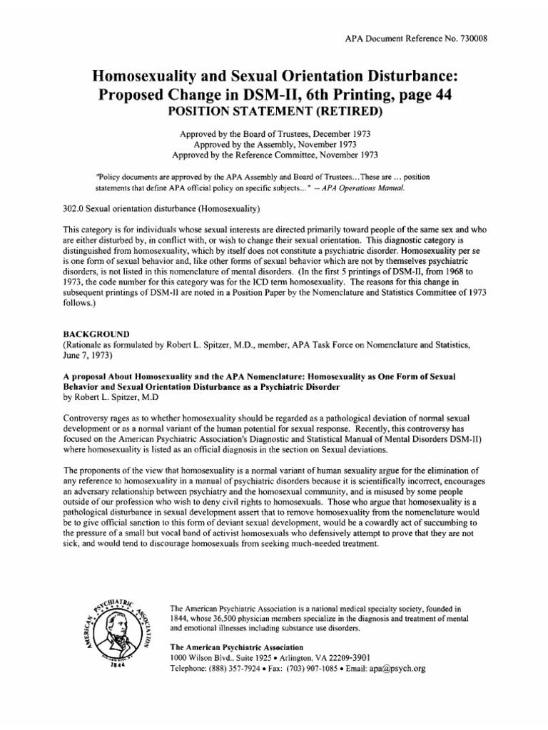 DSM-II Homosexuality Revision | PDF | American Psychiatric Association ...
