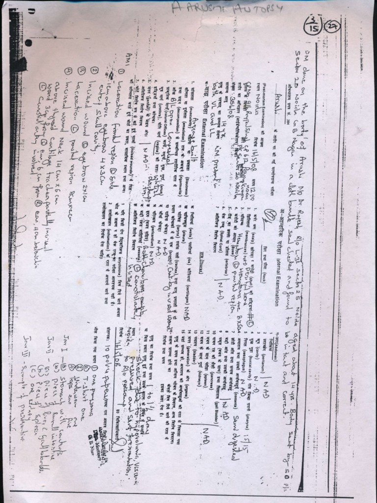 Aarushi - Original Autopsy | PDF