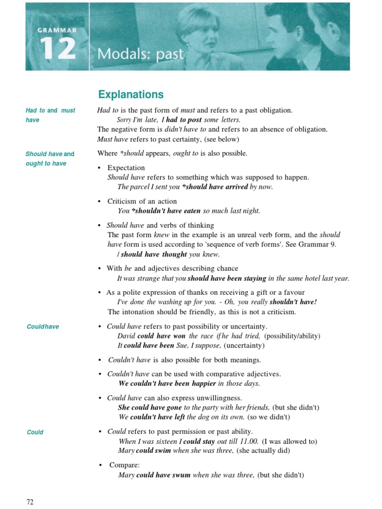 Past Modal Verbs Explained | PDF | Verb | Adverb