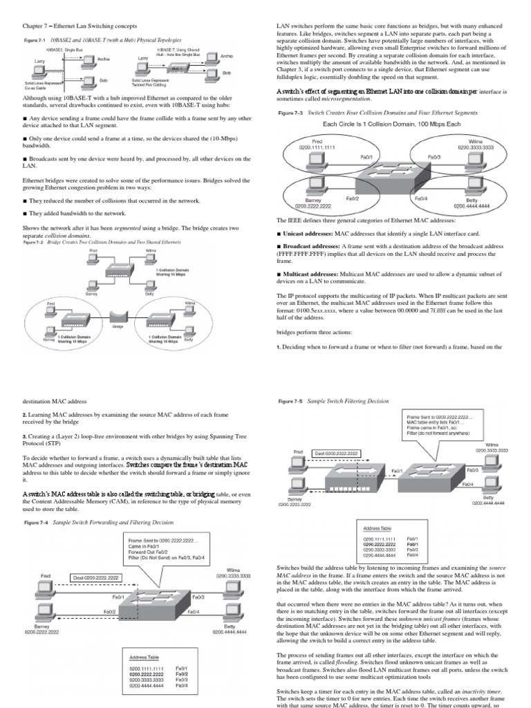 Ethernet Switching Concepts Explained in 40 Characters | PDF | Network ...