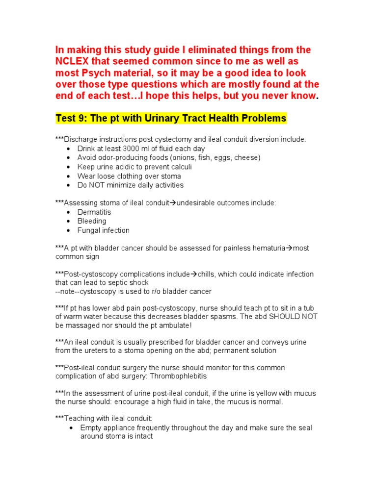 Nclex Test | PDF | Urinary Tract Infection | Urinary Incontinence