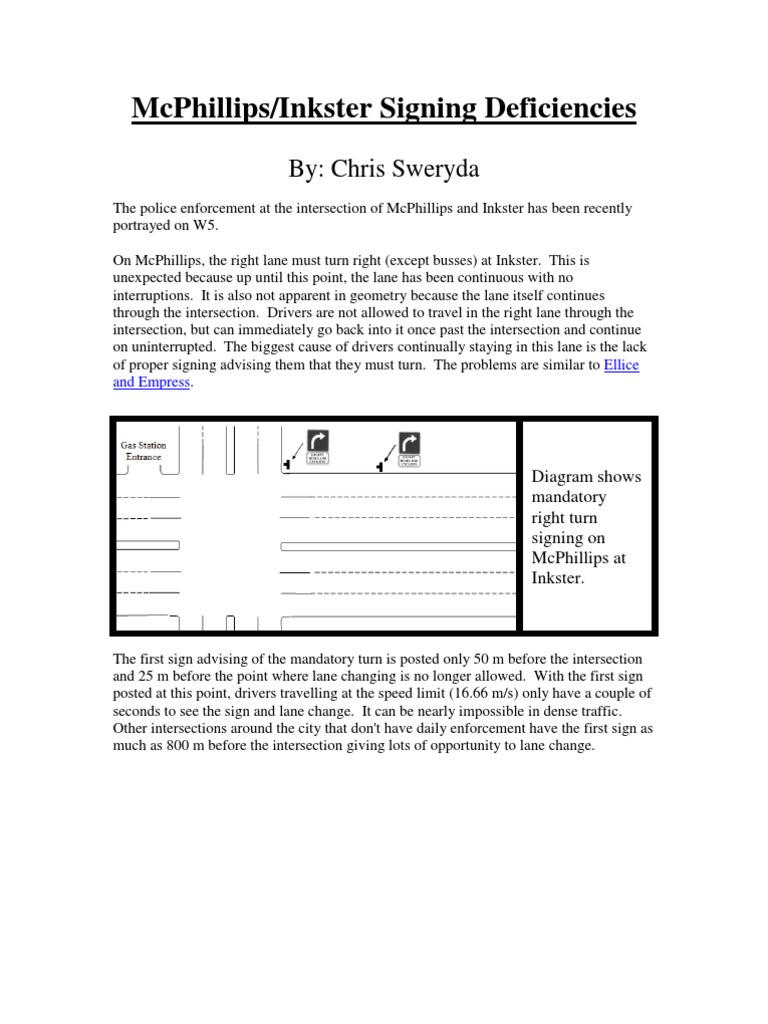 McPhillips and Inkster Mandatory Right Turn Signing Problems | Download ...