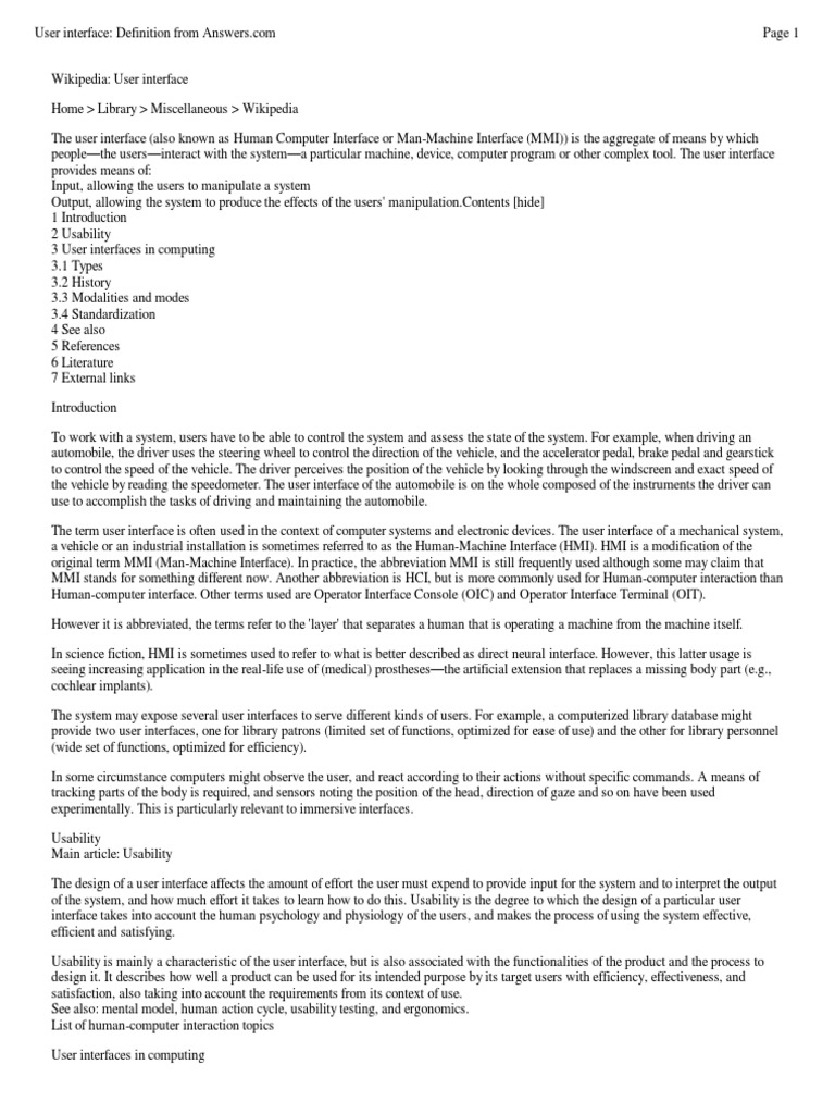 User Interface - Definition From Answers | PDF | Graphical User ...