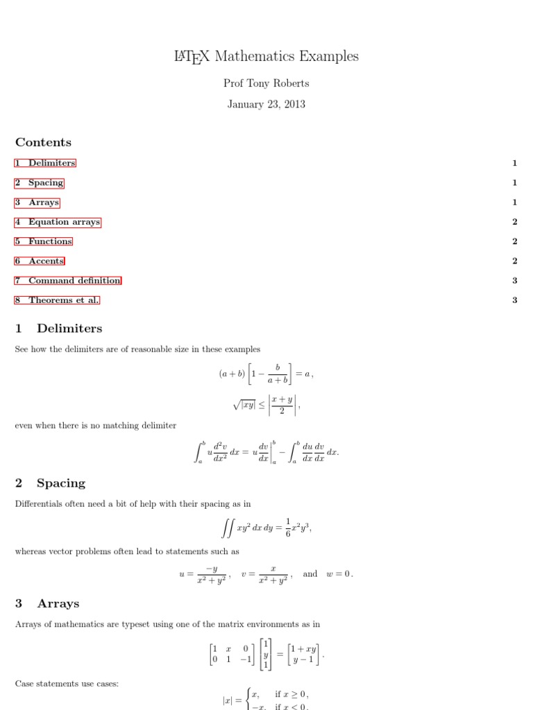 Latex Maths Help | PDF | Matrix (Mathematics) | Trigonometric Functions
