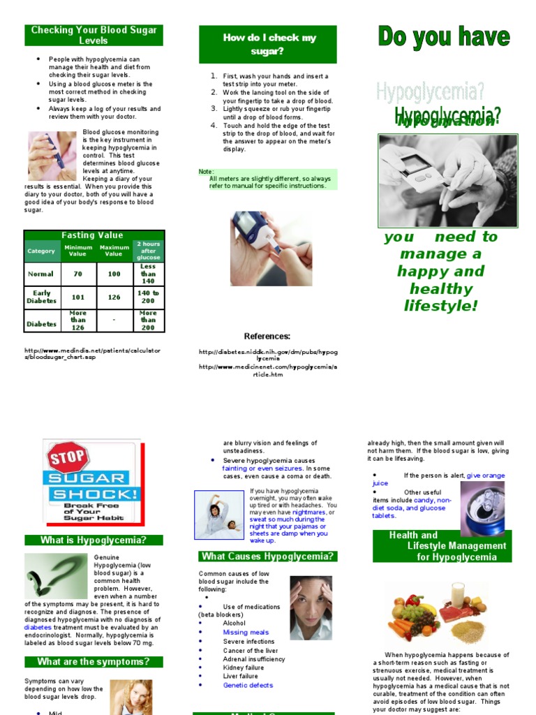 Hypoglycemia Brochure | PDF | Hypoglycemia | Blood Sugar
