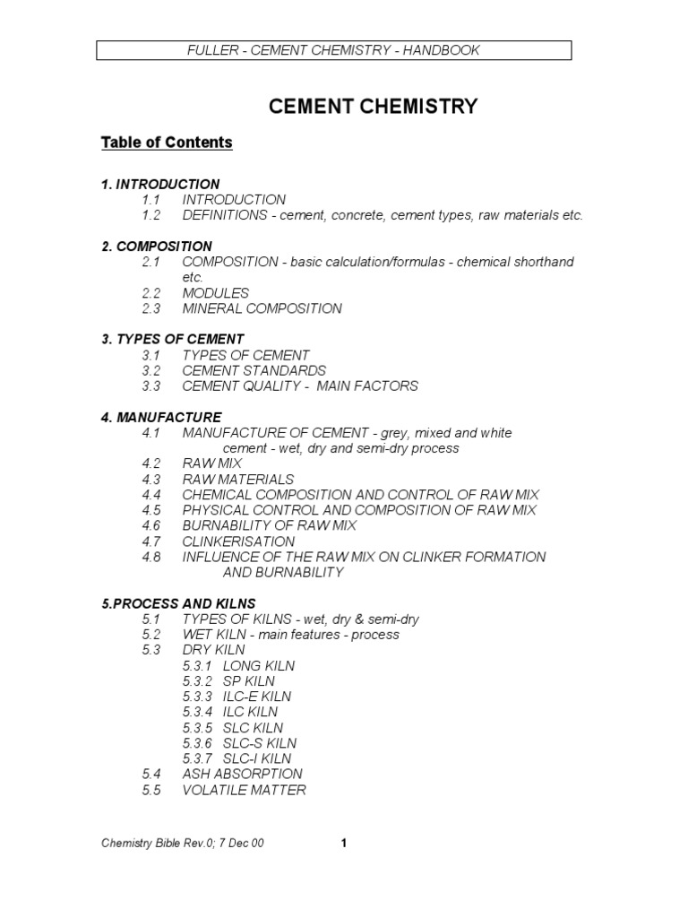 Cement Chemistry Handbook - Fuller | PDF | Cement | Concrete