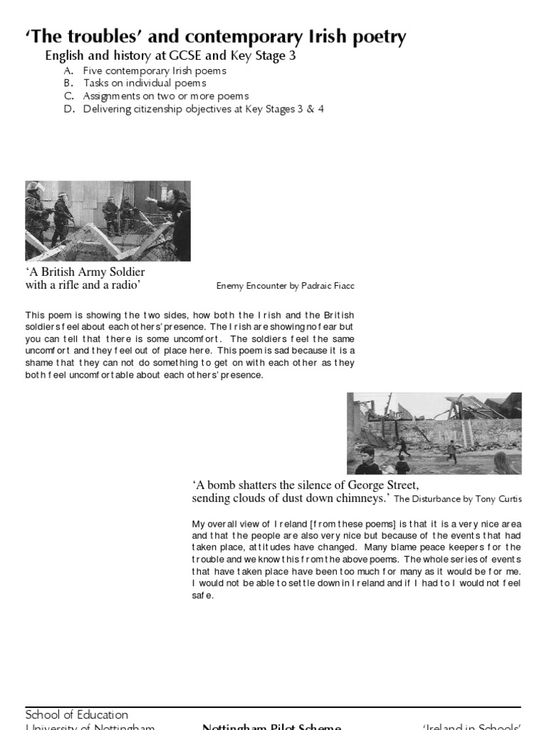 Understanding 'The Troubles' in Poetry | PDF | Northern Ireland | The ...