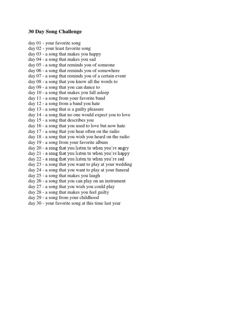 30 Day Song Challenge | PDF