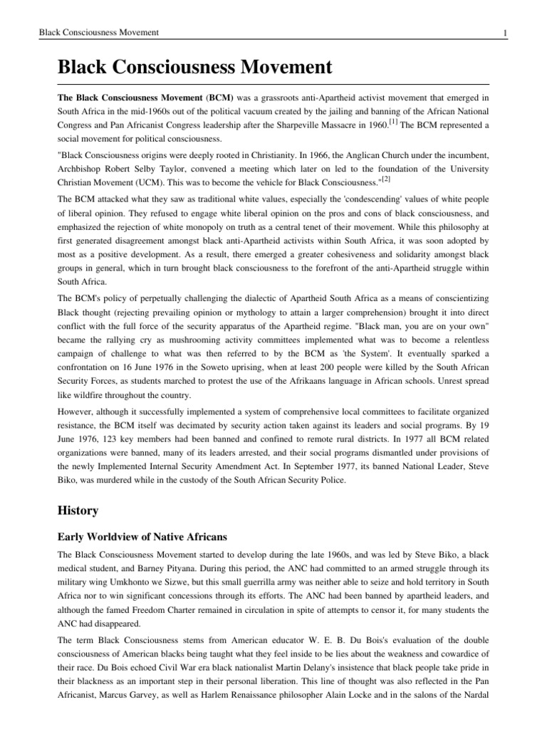 Black Consciousness Movement Overview | PDF | Identity Politics ...