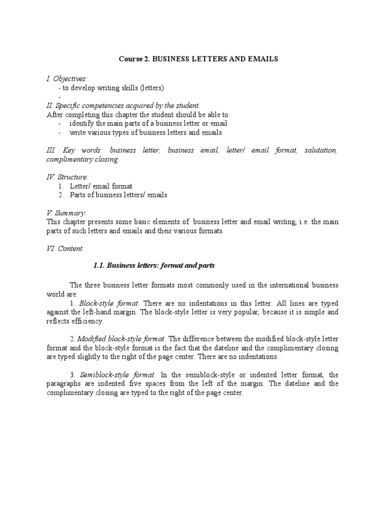 Curs 2 - Business Letters and Emails | PDF | Email | Text