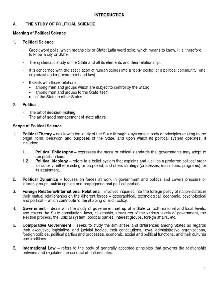 Introduction To Political Science | PDF | Political Science | Sociology