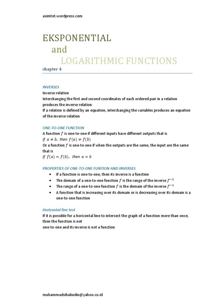 Eksponensial Dan Fungsi Logaritma | PDF | Logarithm | Function (Mathematics)